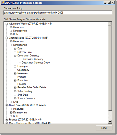 Analysis Services Metadata mittels ADOMD.NET auslesen